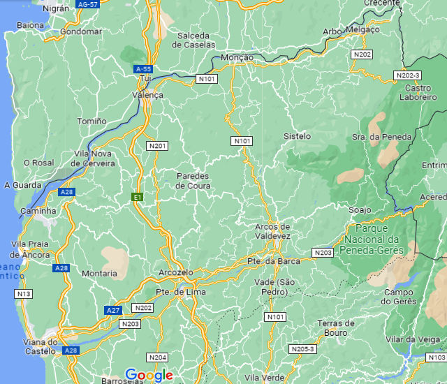 Mapa do Alto Minho (Minho-Lima) Viana do Castelo Portugal portal Top de ...